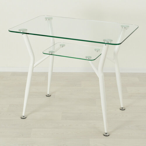 Стеклянный стол для кухни Квадро 10 прозрачный/белый (700х600 мм)
