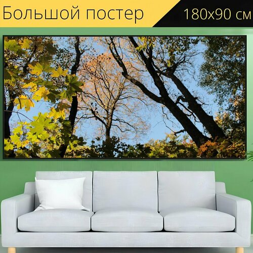 Большой постер "Осень, цвета, деревья" 180 x 90 см. для интерьера