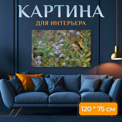 Картина на холсте "Цветы, кустарник, природа" на подрамнике 120х75 см. для интерьера