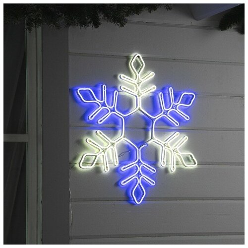 Неоновая фигура "Снежинка", 57 см, 576 LED, 12 В, 8 режимов, свечение синее/белое