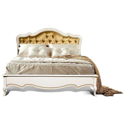 Двуспальная кровать Трио, белая эмаль с золотой патиной, 160х200 см