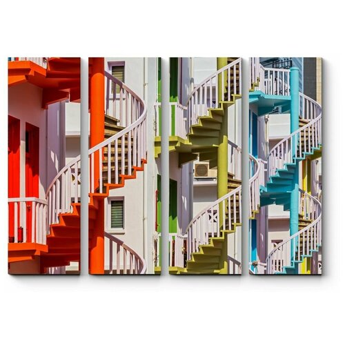 Модульная картина Яркие винтовые лестницы70x53