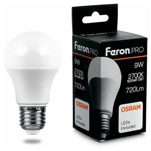 Лампа светодиодная Feron.PRO LB-1009 Шар E27 9W 2700K