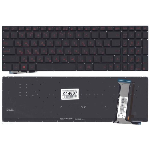 Клавиатура для ноутбука Asus N551 черная без рамки с подсветкой