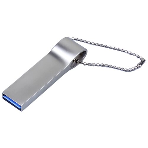 Компактная металлическая флешка с боковым отверстием для цепочки (64 GB USB 2.0 Серебро Mini034 подарок на Новый Год)