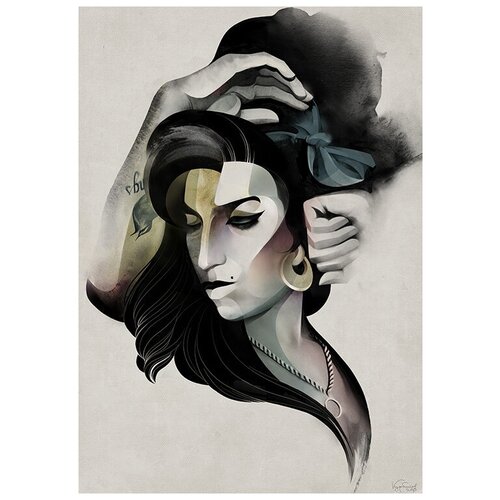 Интерьерный постер на стену картина для интерьера в подарок плакат "Amy Winehouse (Эми Уайнхаус)" размера 40х50 см 400*500 мм