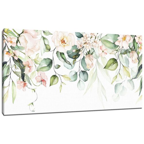 Картина Уютная стена "Нежные акварельные цветы" 120х60 см