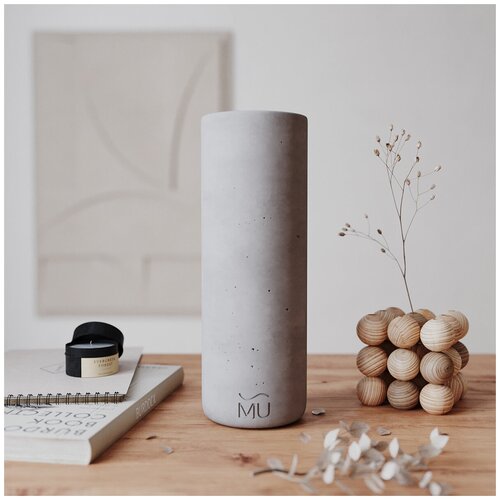 Декоративная ваза для сухоцветов Astrid Matte, 25 см, бетон, серая матовая
