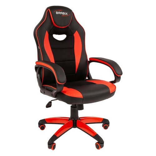 Компьютерное кресло Brabix Blaze GM-162 игровое, обивка: искусственная кожа/текстиль, цвет: черный/красный