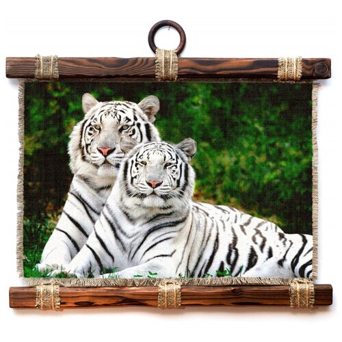 Панно Универсальный Свиток Белые тигры 32х33 см