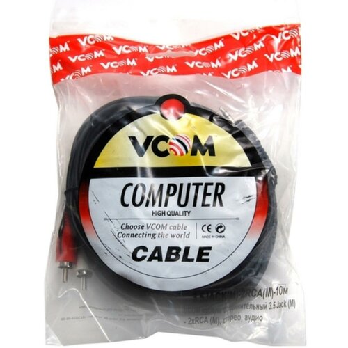 Кабель VCOM 3.5 JACK (M) - 2RCA (M), стерео, аудио, 5.0м