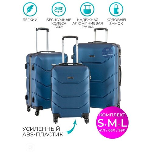 Комплект чемоданов Freedom, 3 шт., размер S, синий