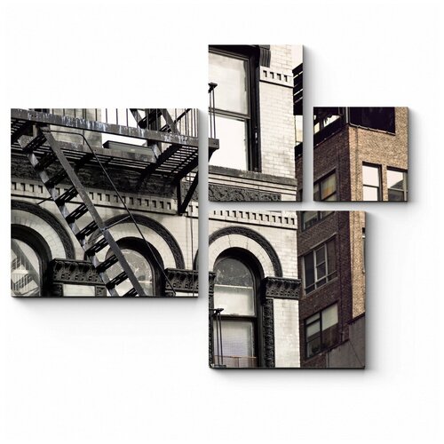 Модульная картина История Нью-Йорка в зданиях 112x93