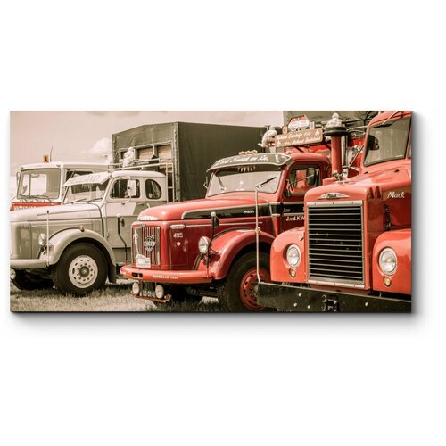 Модульная картина Красные грузовики 50x25