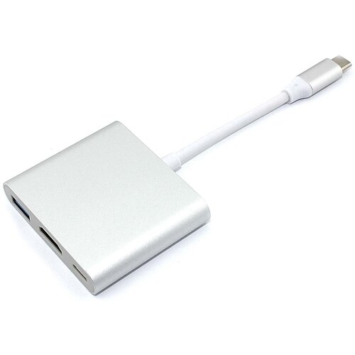 Адаптер Type-C на USB, HDMI 4K Type-С для MacBook серебро