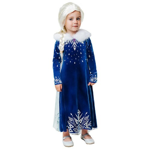 Карнавальный костюм Эльза зимнее платье (Холодное сердце) Пуговка рост 110