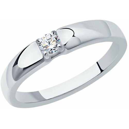 Кольцо помолвочное Diamant online, белое золото, 585 проба, бриллиант, размер 16