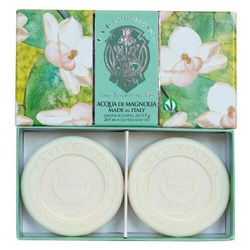 La Florentina Набор фигурного мыла с маслом ши, оливковым маслом и Свежей магнолии Sculpted Soap Set Fresh Magnolia, , 115 гр х 2 шт