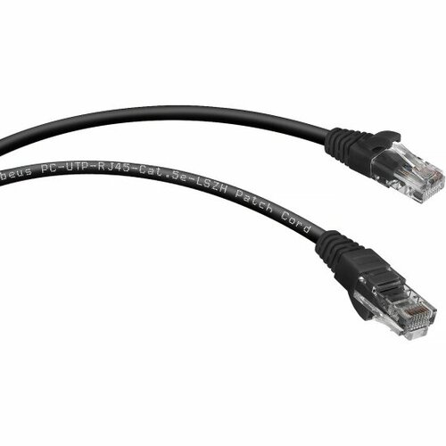 Патч-корд U/UTP Cabeus PC-UTP-RJ45-Cat.5e-1.5m-BK-LSZH категория 5е, 2xRJ45/8p8c, неэкранированный, черный, LSZH, 1.5м