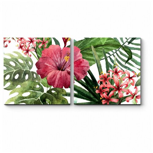 Модульная картина Тропические цветы 100x50
