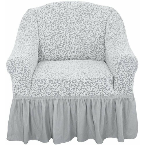 Чехол на кресло с оборкой "Жаккард" 1 шт, универсальный на резинке накидка дивандек на кресло