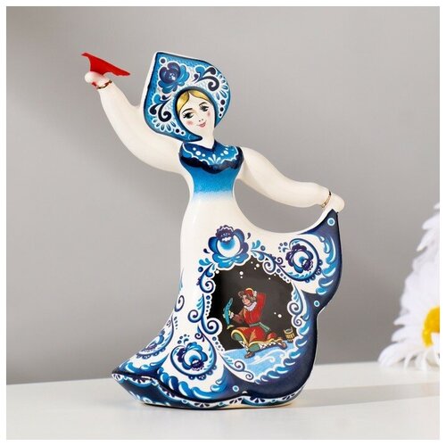 Сувенир колокольчик кукла "Гжель", 11,5 см, керамика 7517143