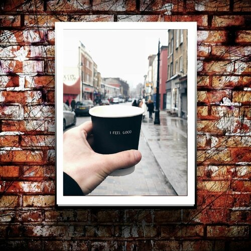 Постер "Кофе в руке" Cool Eshe из коллекции "Интерьеры на любой вкус", А4 (29,7 х 21 см)