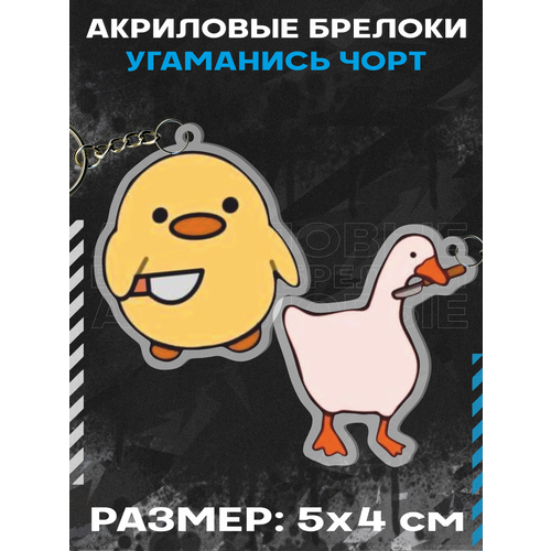 Брелок акриловый для ключей Мемные птицы, 2 шт., желтый, розовый