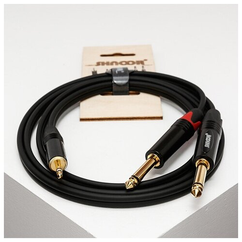 Y-кабель 3,5 мм миниджек - 2 моно-джека 6,3 мм, 1,5м, SHNOOR MJ2JM-1,5m