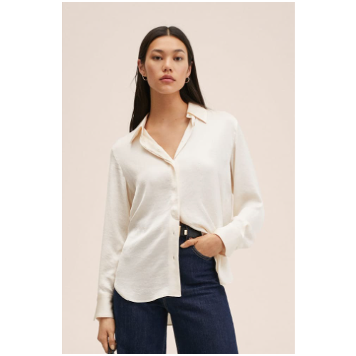 Блуза MANGO, Ideale, размер 38, бежевый
