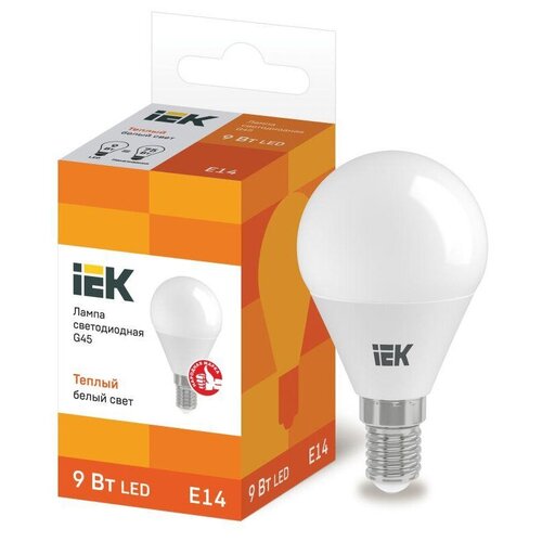 Светодиодные лампы IEK Лампа светодиодная ECO G45 9Вт шар 3000К E14 230В ИЭК LLE-G45-9-230-30-E14