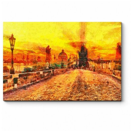 Модульная картина Первые лучи солнца над Карловым мостом, Прага 50x33