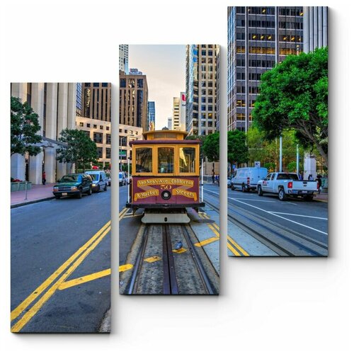 Модульная картина Старинный трамвай в пути140x149