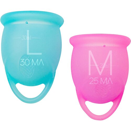 Силиконовая менструальная чаша средней жесткости набор 2шт размеры M L