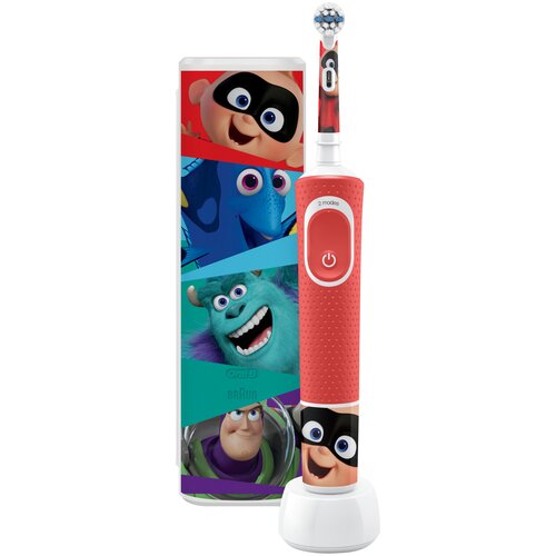  Электрическая зубная щетка Oral-B Vitality Kids Pixar D100.413.2KX + чехол, красный