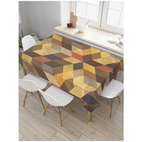 Скатерть прямоугольная JoyArty на кухонный стол "Винтажное 3Д" из оксфорда, 180x145 см