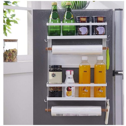 Кухонная стойка-органайзер магнитный на холодильник (белый)