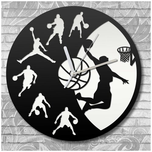 Настенные часы деревянные бесшумные спорт баскетбол - 253
