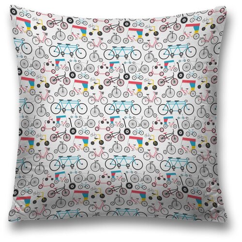 Наволочка декоративная JoyArty "Разнообразные велосипеды" на молнии, 45x45 см