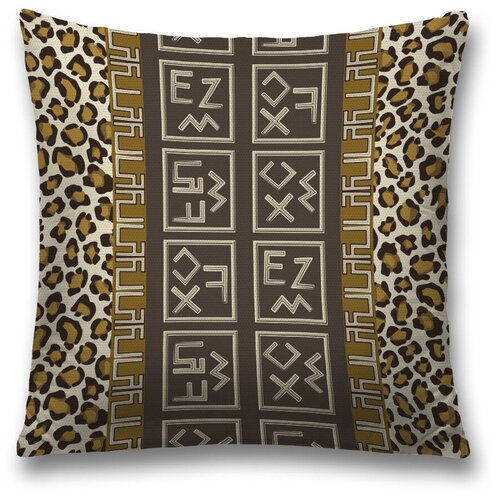 Наволочка декоративная на молнии, чехол на подушку JoyArty "Африканские руны" 45х45 см