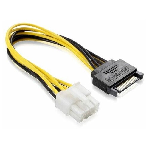 Кабель питания 0.15m SATA GCR SATA 15pin / ATX 8pin