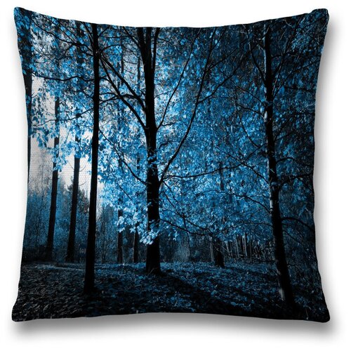 Наволочка декоративная на молнии, чехол на подушку JoyArty "Интересный ночной лес" 45х45 см