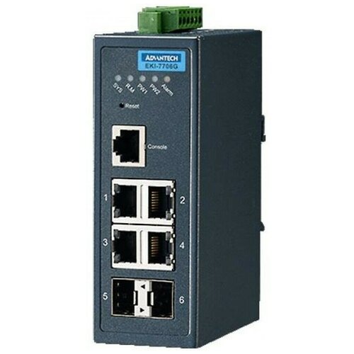 Промышленный коммутатор Advantech EKI-7706G-2F-AE 4GE+2SFP Gigabit Managed Redundant Industrial Switch