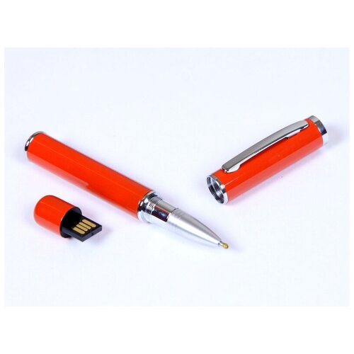 Флешка в виде металлической ручки с мини чипом (128 Гб / GB USB 2.0 Оранжевый/Orange 366)