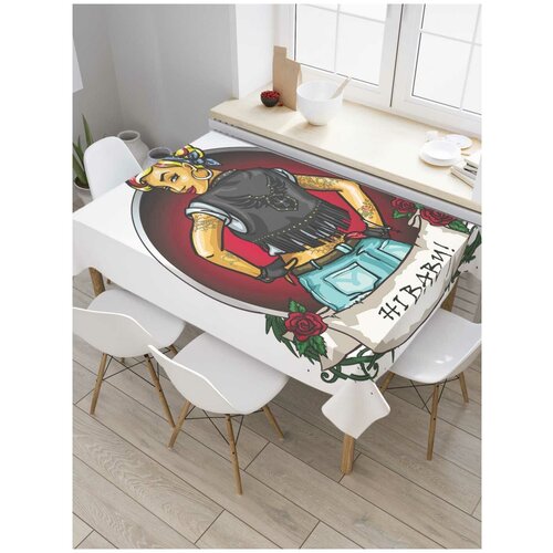 Скатерть прямоугольная JoyArty на кухонный стол "Привет, детка" из оксфорда, 180x145 см