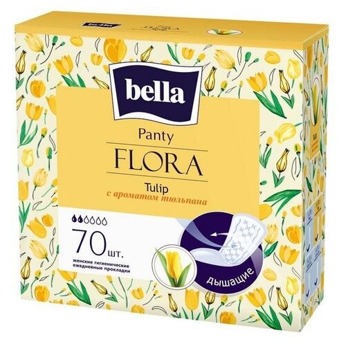 Bella Прокладки женские гигиенические ежедневные bella Panty FLORA Tulip с ароматом тюльпана, 70 шт.