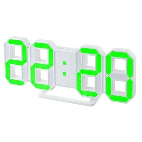 Perfeo LED часы-будильник "LUMINOUS", белый корпус зелёная подсветка PF-663