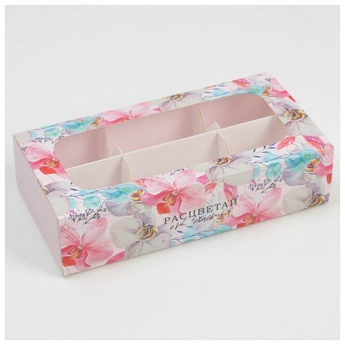 Коробка для кейкпосов с вкладышем «Расцветай от счастья» - 4 шт, 10,2 х 20 х 5 см