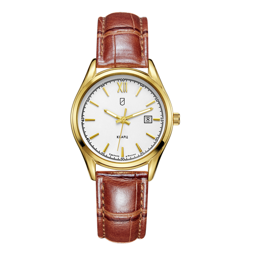 Наручные часы УЧЗ 3006L-1, золотой, коричневый