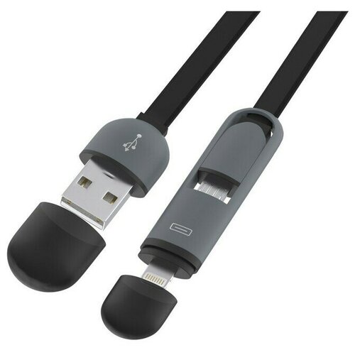 Кабель USB - microUSB/Lightning, 1м, Ritmix Black (RCC-200)